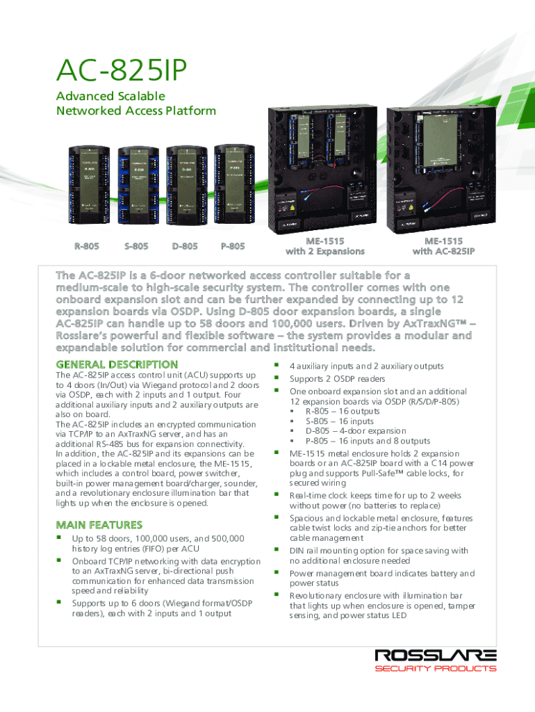 Fillable Online Rosslare AC-825IP Encrypted Access Control Kit Fax Email Print - pdfFiller