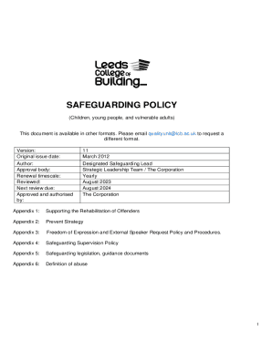 Fillable Online Safeguarding Children, Young People and Adults Policy ...