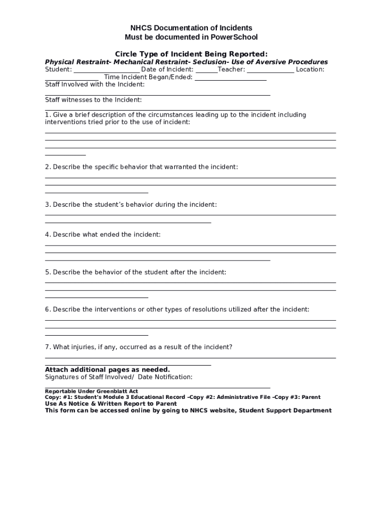 10.6 Required s for Seclusion and Restraint (Rule 4500) Doc Template ...