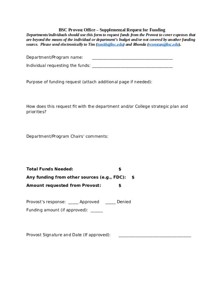 Request for Authorization to Establish - Office of the Provost - UNC ... Doc Template | pdfFiller