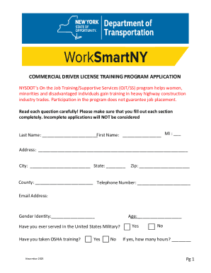 Fillable Online commercial driver's license training program application Fax Email Print - pdfFiller