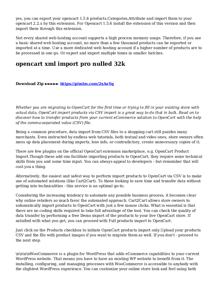 Fillable Online Using the Bulk Export/ Import Extension in OpenCart Fax Email Print - pdfFiller