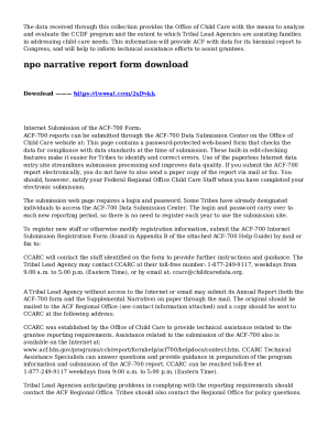 Fillable Online Npo Narrative Report Form Download Fax Email Print ...