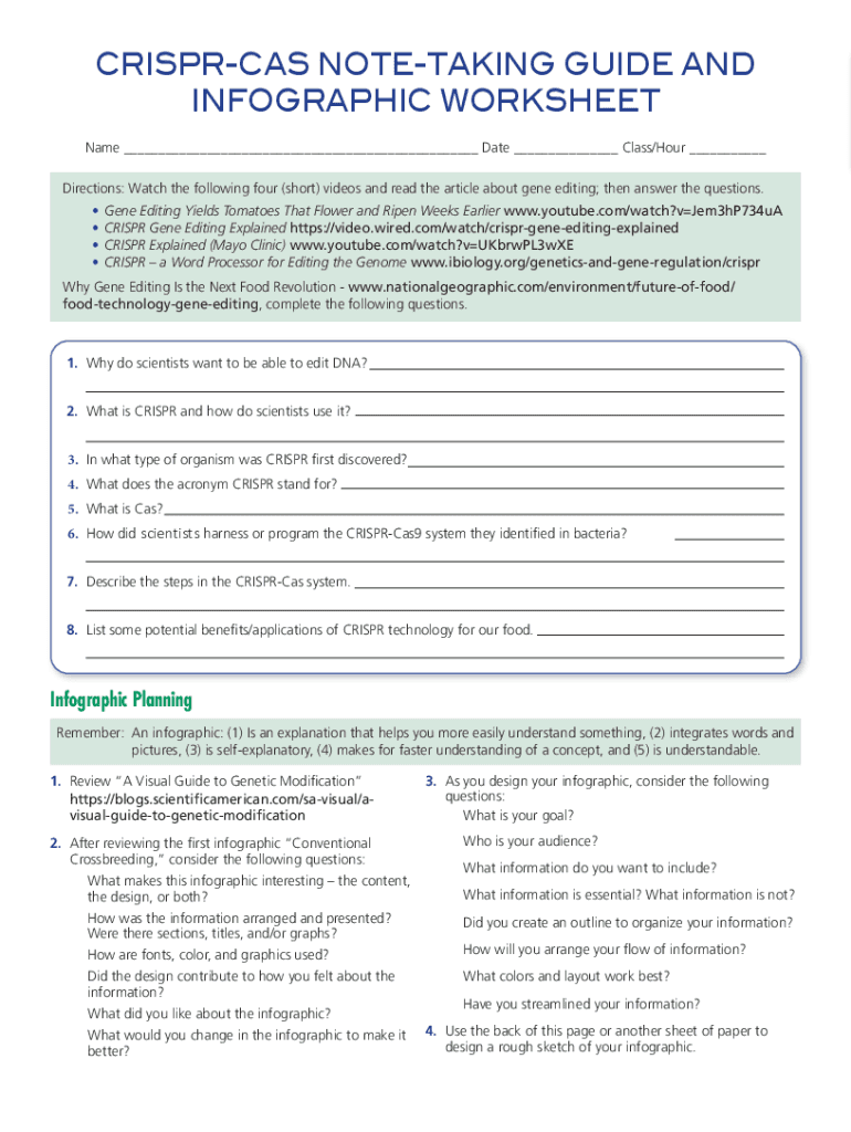Fillable Online CRISPR-Cas Note-Taking Guide and Infographic worksheet Fax Email Print - pdfFiller