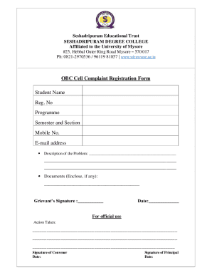 Fillable Online Equal Opportunity Cell Query Registration Form Fax Email Print - pdfFiller
