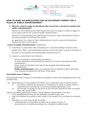 Occupancy Permit - Wyndham City Council - Victoria Doc Template | pdfFiller