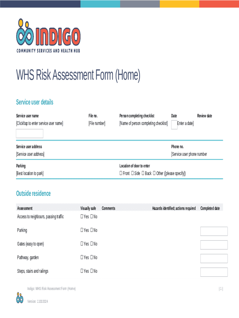 WHS Risk Assessment (Home) Doc Template | pdfFiller