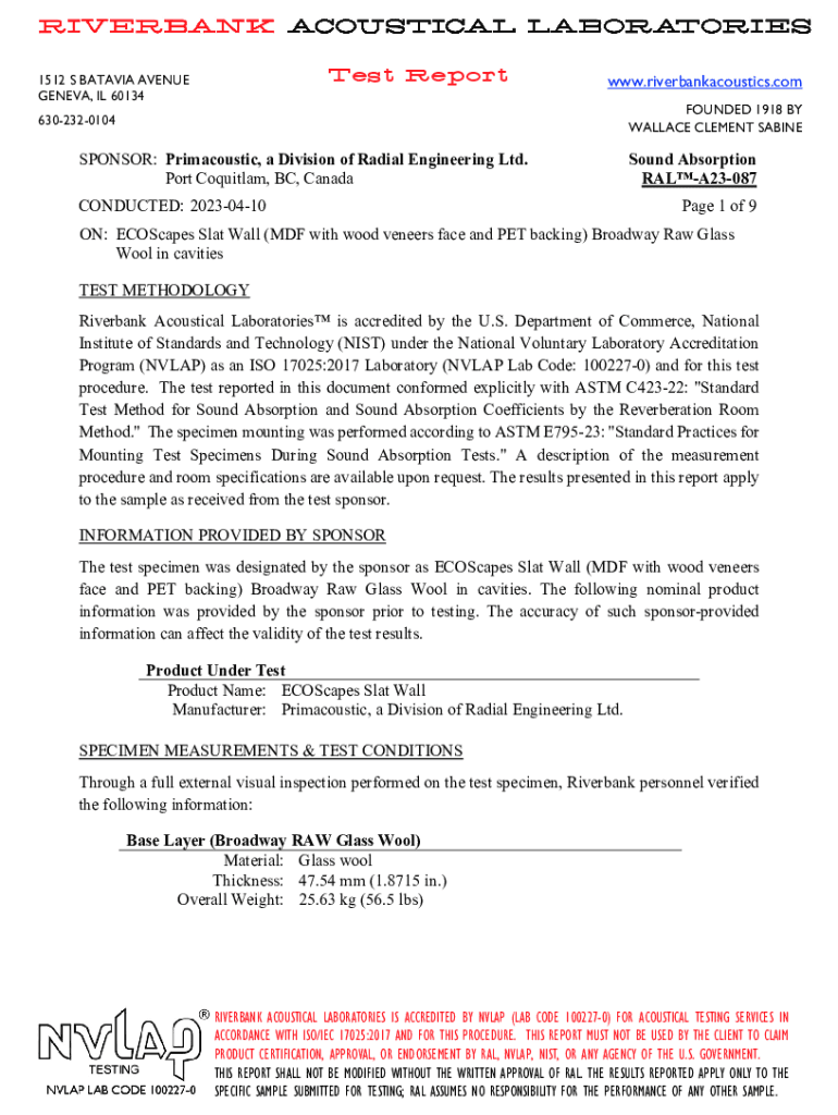 Fillable Online ECOScapes Slat Wall ASTM C423 C50-Mount Broadway Raw A23-087.pdf Fax Email Print ...