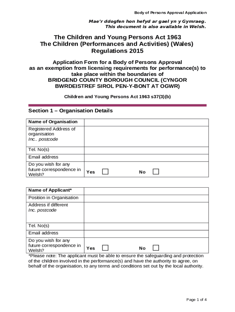 Body of Persons Approval (BOPA) Application ( ... Doc Template | pdfFiller