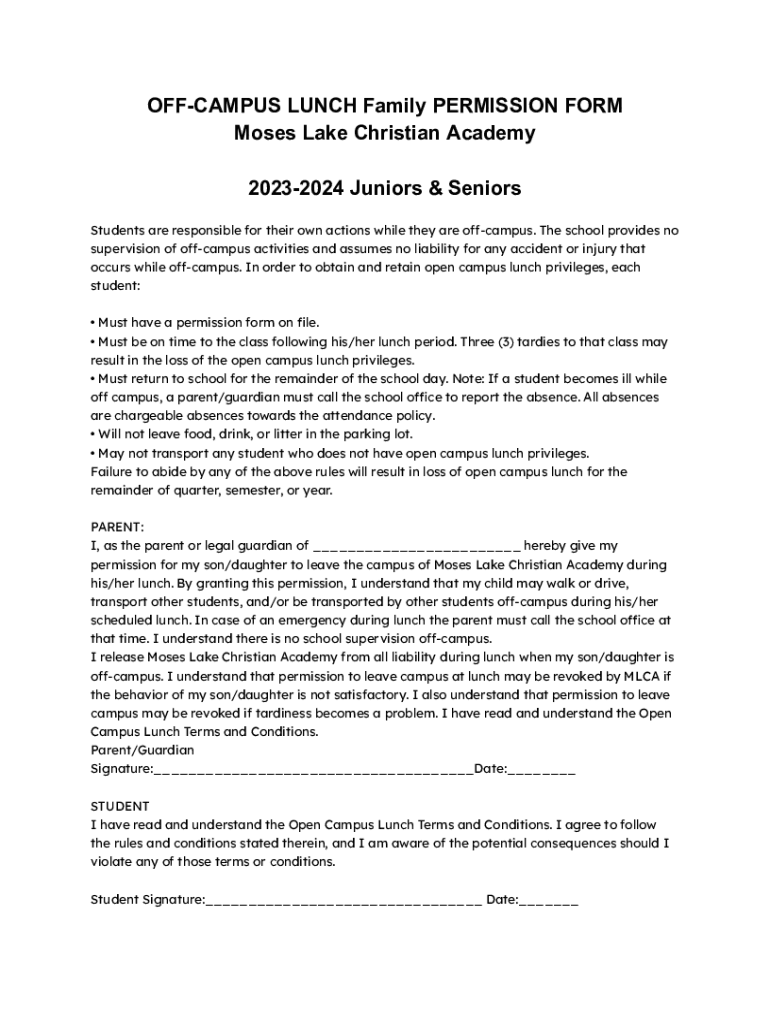 Fillable Online 2023-2024 Off Campus Permission Form Fax Email Print ...