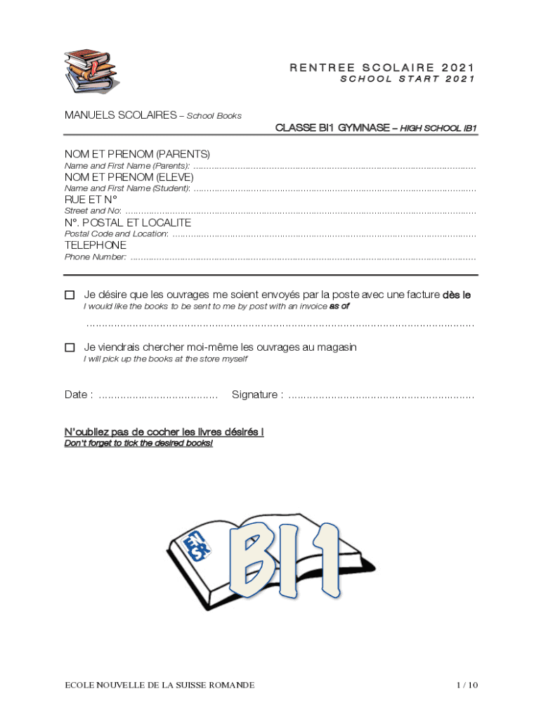 Fillable Online CLASSE BI1 GYMNASE HIGH SCHOOL IB1 Fax Email Print ...