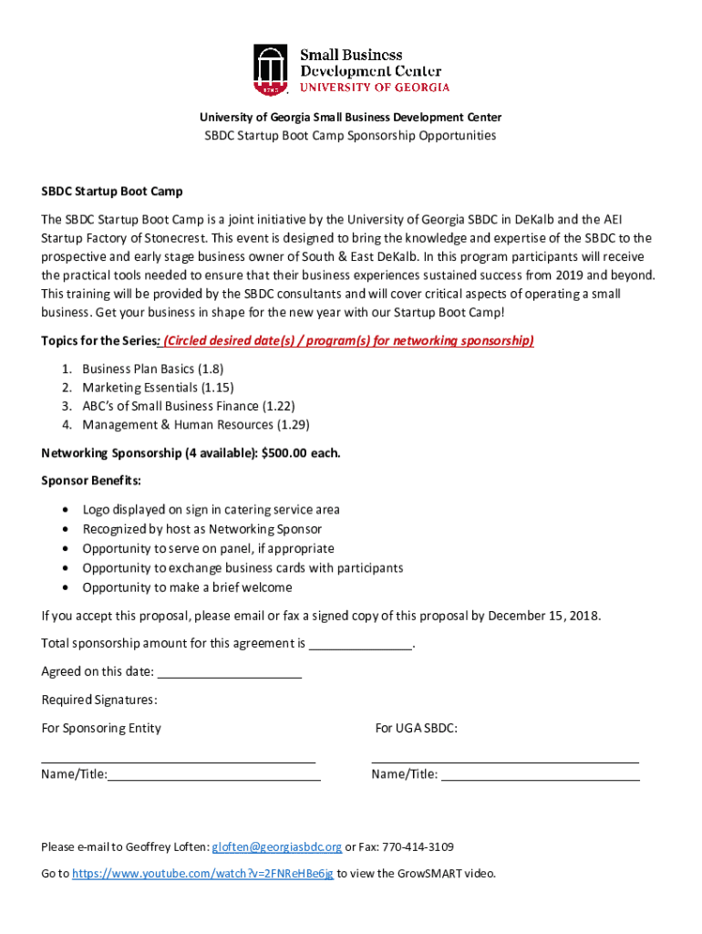 Fillable Online UGA sets the standard for small business programs Fax ...