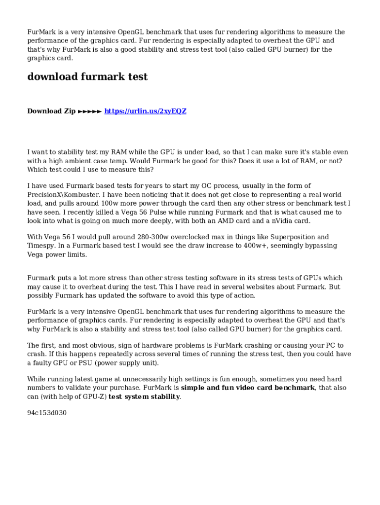 Fillable Online Furmark - Free download and software reviews Fax Email Print - pdfFiller