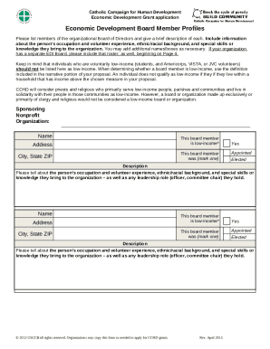 Board Member Profiles. CCHD Grant application Doc Template | pdfFiller