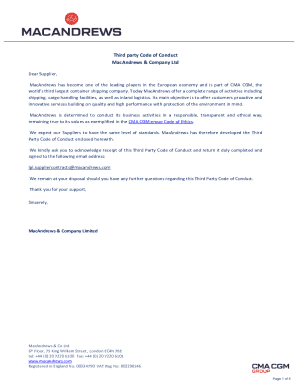 Fillable Online Third party Code of Conduct, MacAndrews. Third party ...