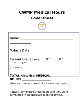 Medical Hours Cover Sheet Doc Template | pdfFiller