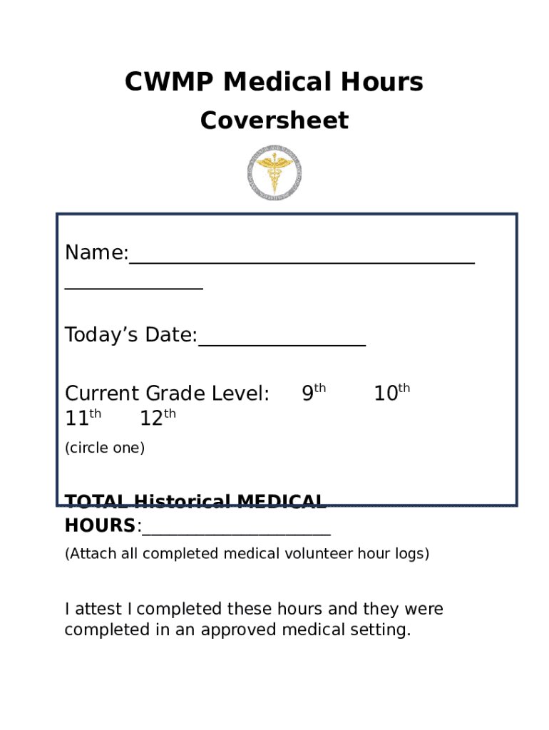 Medical Hours Cover Sheet Doc Template | pdfFiller