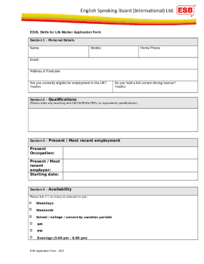 ESOL Skills for Life Marker Application - awarding org Doc Template ...