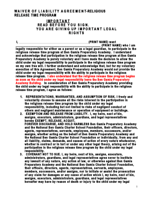 Fillable Online Church Liability Release Waiver Form Template Fax Email ...