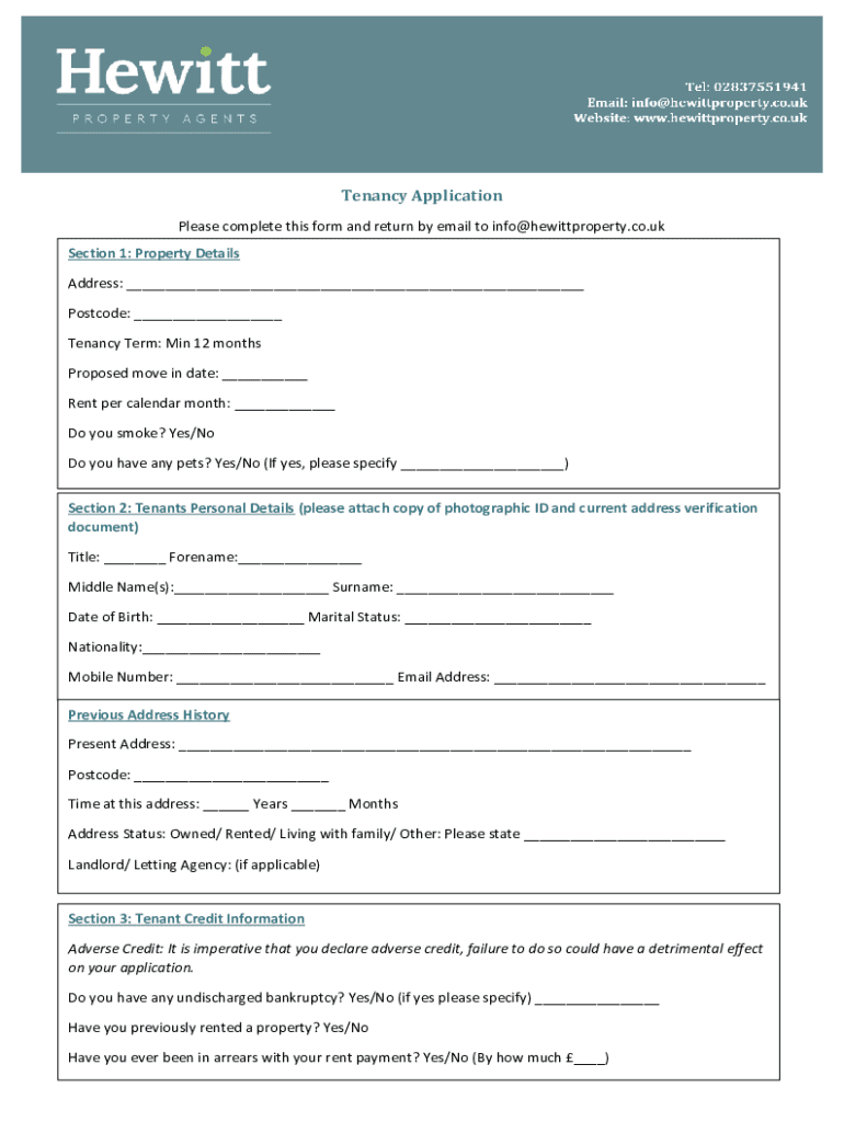 Fillable Online Tenant application form - Property Link Fax Email Print ...