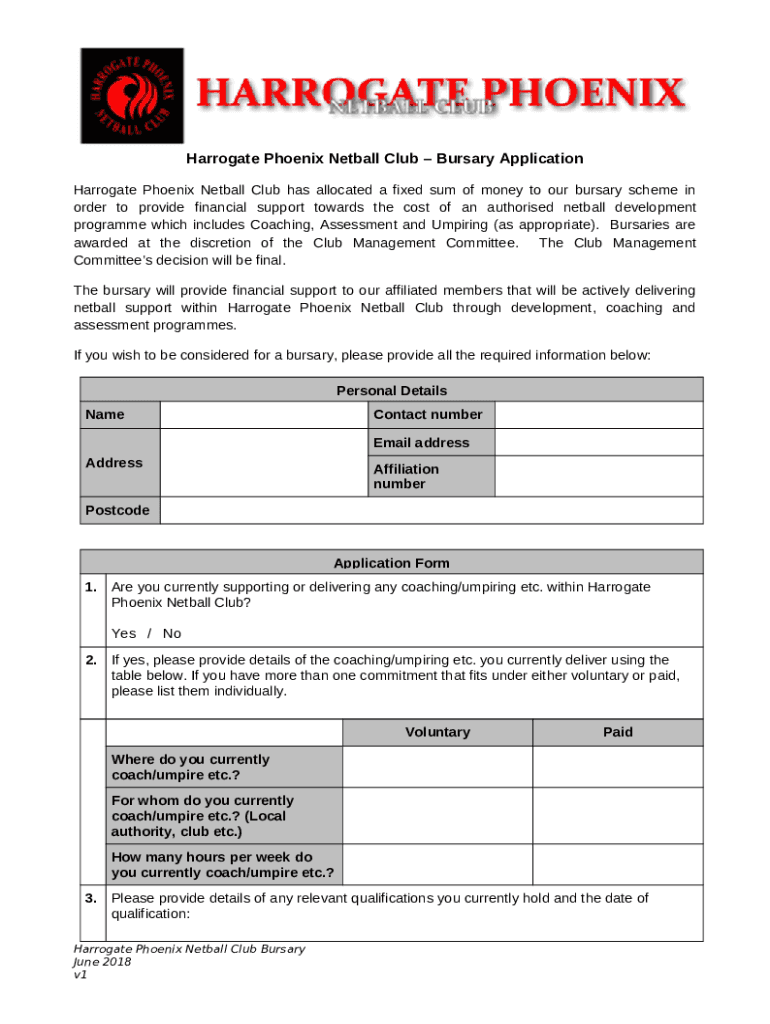 Bursary- Doc Template | pdfFiller