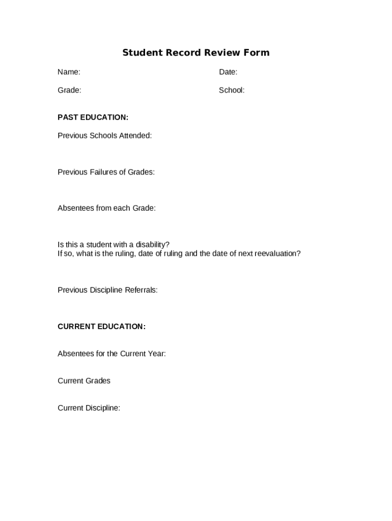 Student Record Review Doc Template | pdfFiller