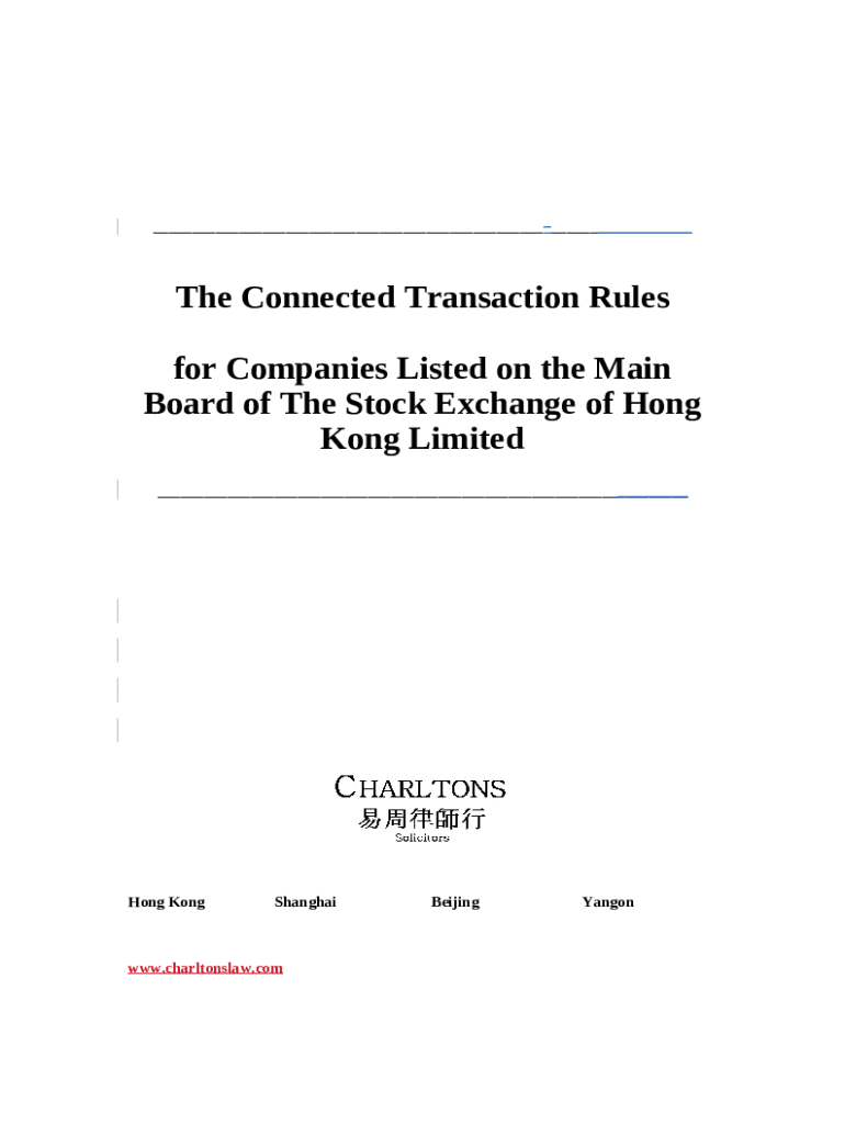 The Connected Transaction Rules of the Hong Kong Stock ... Doc Template | pdfFiller