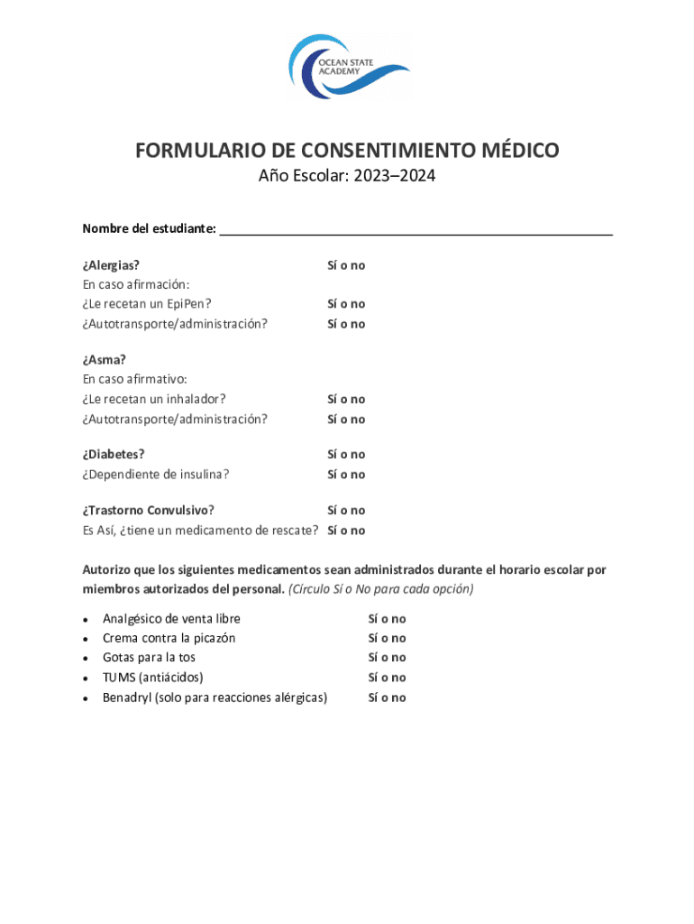 Completable En línea Medical Consent Form Spanish (editable).docx Fax ...