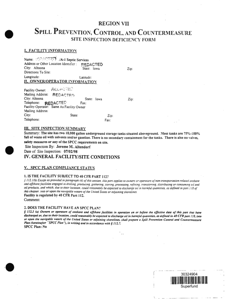 Fillable Online Region VII Spill Prevention, Control and Countermeasure ...