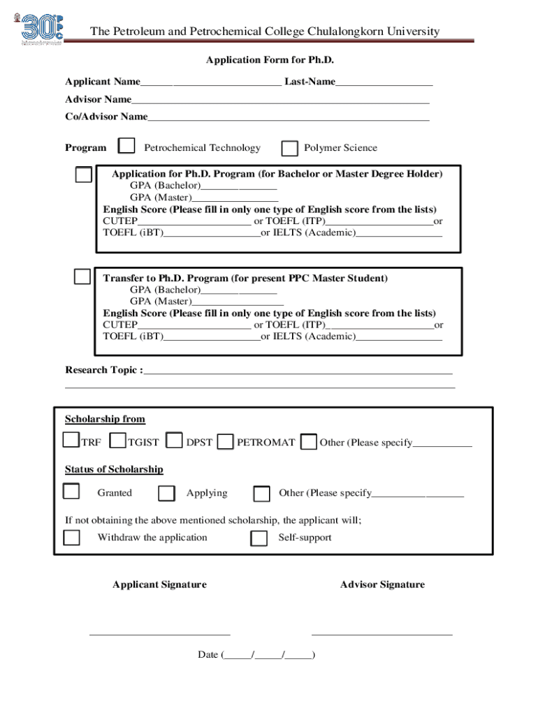 Fillable Online Application Form for PhD Candidacy Fax Email Print - pdfFiller