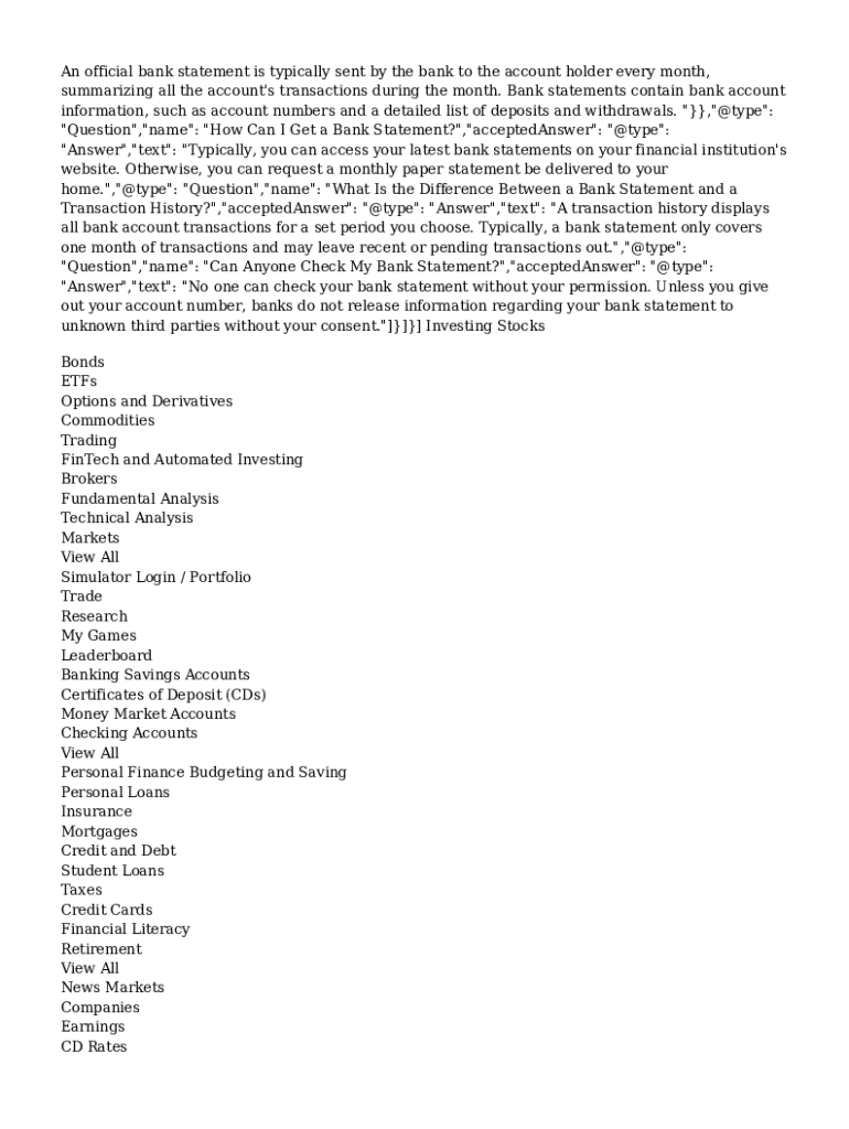 Fillable Online What is Bank Statement? Use and importance of ... Fax Email Print - pdfFiller