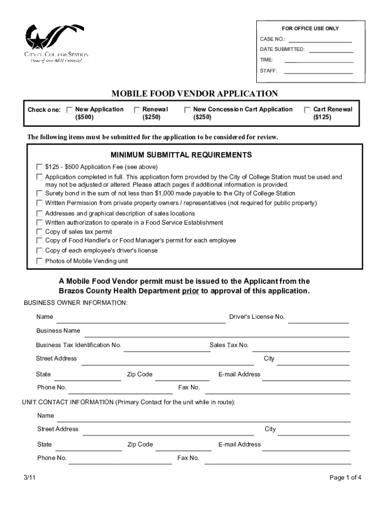 Fillable Online Form CenterMobile Vending Permit Application Fax Email ...