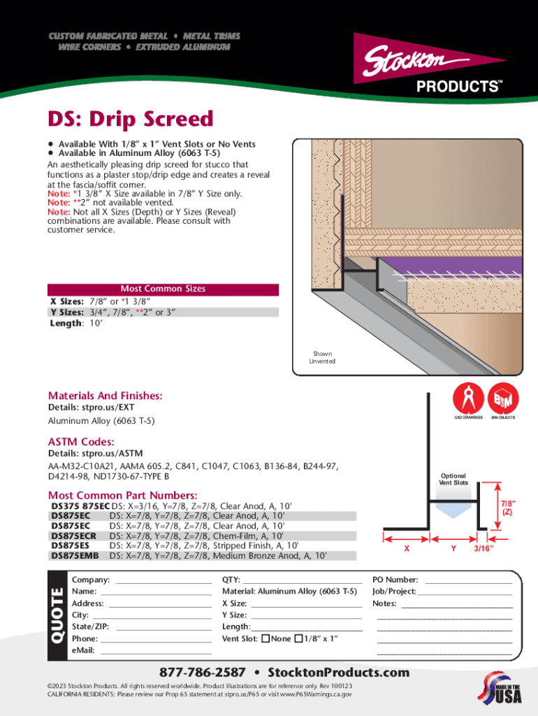 Fillable Online Thin Stucco Drip Screed - Summary Brochure Fax Email ...