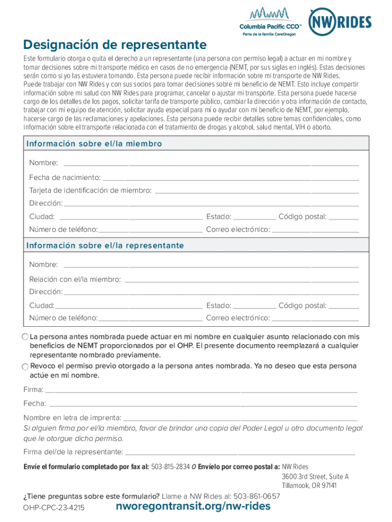Completable En línea Formulario de designacin del representante ...