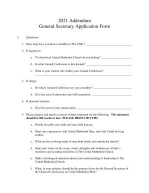 Fillable Online 2021 Addendum General Secretary Application Form Fax ...