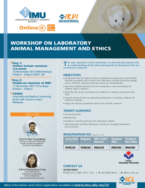 Fillable Online web imu edu Workshop on Laboratory Animal Management ...