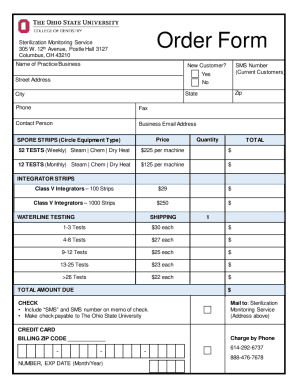 Fillable Online order form - OSU College of Dentistry - The Ohio State University Fax Email ...
