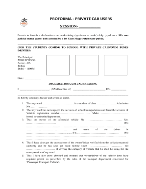 Fillable Online PRIVATE CAB USERS - PROFORMA Fax Email Print - pdfFiller
