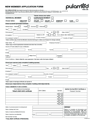 Fillable Online pulamed co New Member Application Form - Gaborone Fax ...