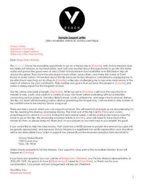 Fillable Online Missionary Support Raising Letter Templates Fax Email ...