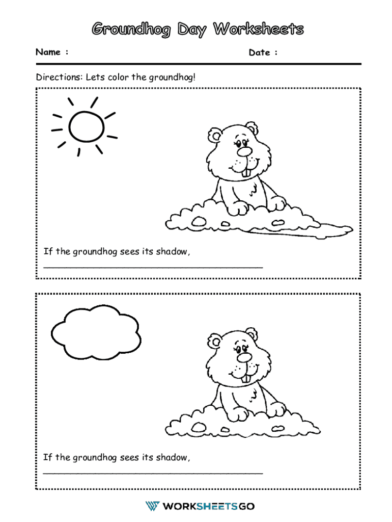 Fillable Online Groundhog Day shadow worksheet by Little Blue Orange ...