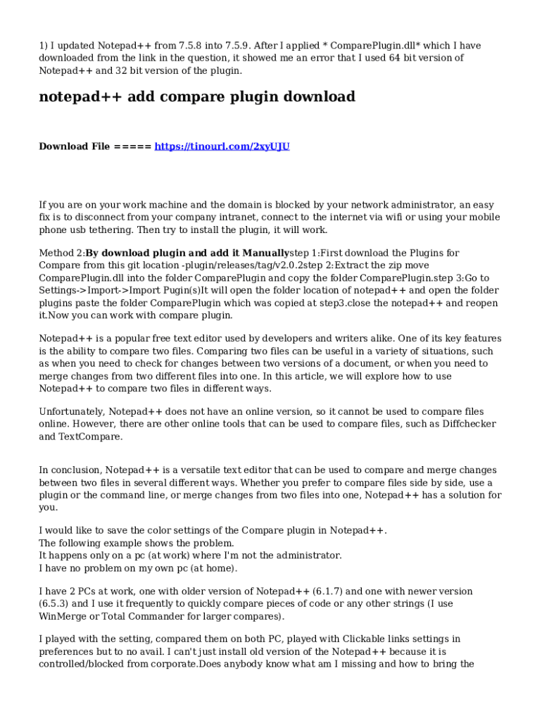 Fillable Online Compare Plugin v2.0 updated for Notepad 7.7 and above ...