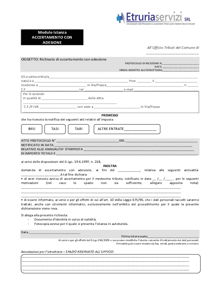 Compilabile Online Istanza di accertamento con adesione: come fare? Fax ...