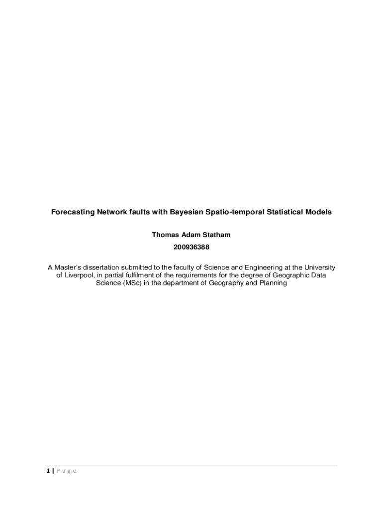 Fillable Online Forecasting Network Faults With Bayesian Spatio