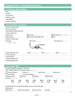 Fillable Online Conveyor Belting EstimatesConveyor Belting Quote Fax ...