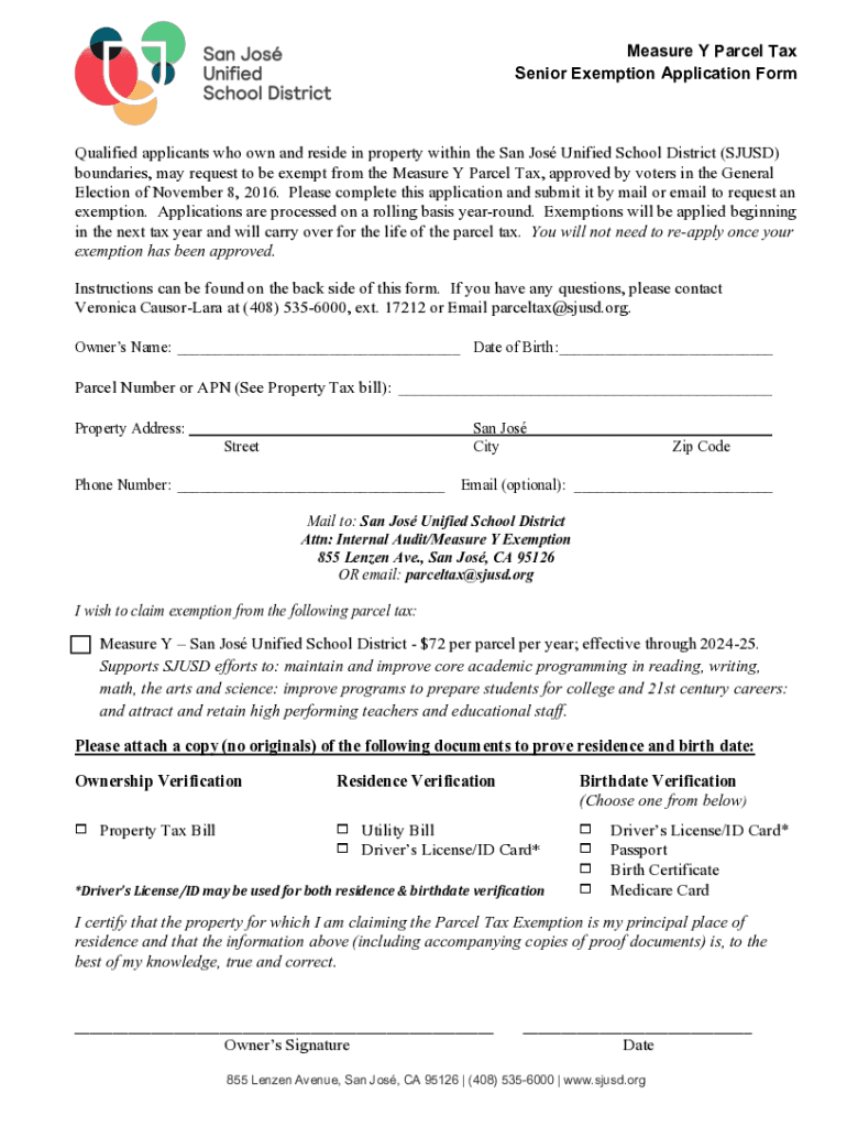 Fillable Online Application-for-Senior-Exemption-Form-for-Measure-A- ... Fax Email Print - pdfFiller