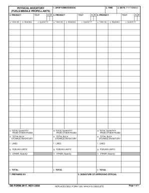 Fillable Online DD Form 2917, "Physical Inventory (Fuels/Missile ...