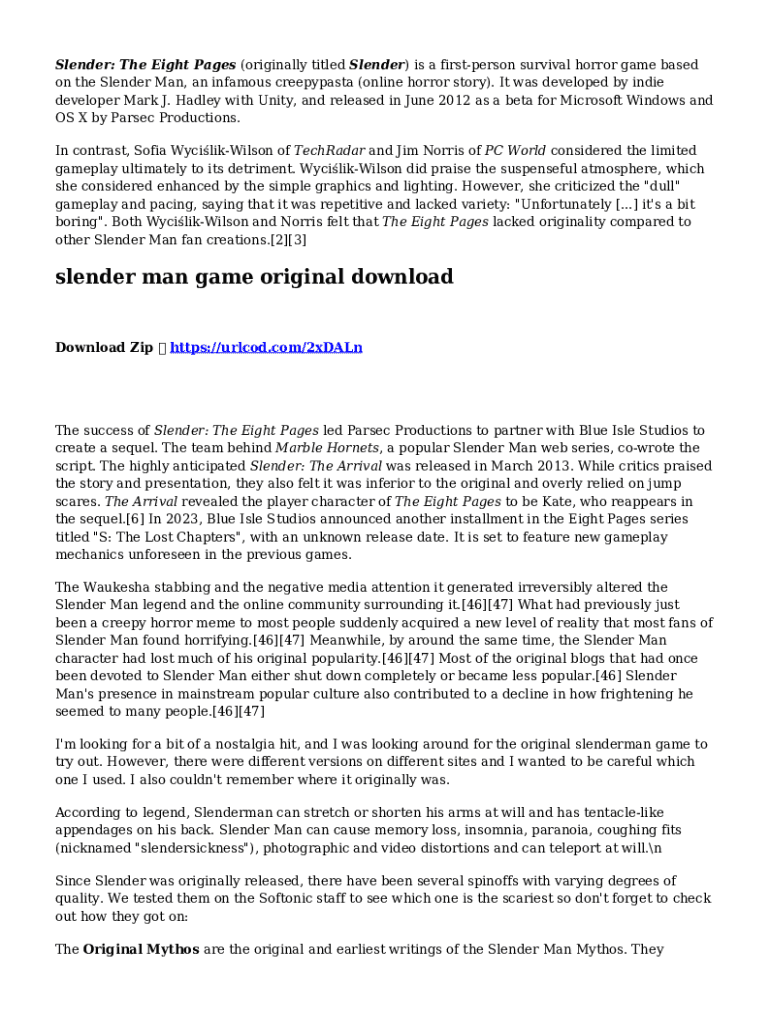 Fillable Online How Slender Man Went From A Spooky Internet Legend ...