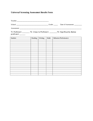 Universal Screening Results Doc Template | pdfFiller