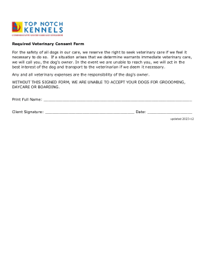Fillable Online Required Veterinary Consent Form Fax Email Print ...